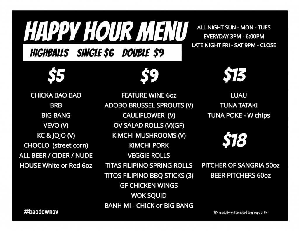 Happy hour – BAO DOWN ASIAN STREET FOOD